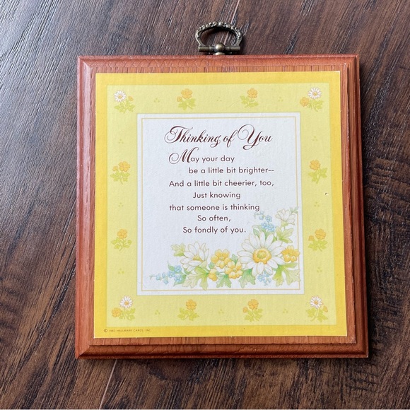 Hallmark | Wall Decor | Vintage 987 Hallmark Thinking Of You Plaque ...